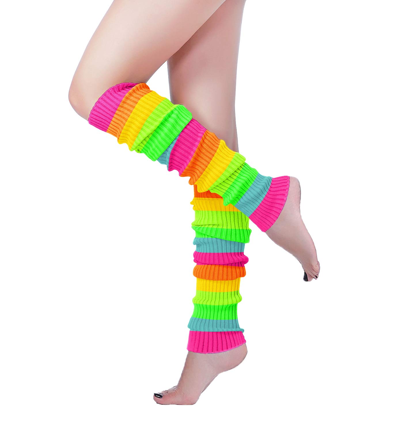 v28 Women 80s Party Warm Costume Marathon Knit Long Socks Leg Warmers（T60-color 1）