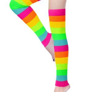 v28 Women 80s Party Warm Costume Marathon Knit Long Socks Leg Warmers（T60-color 1）