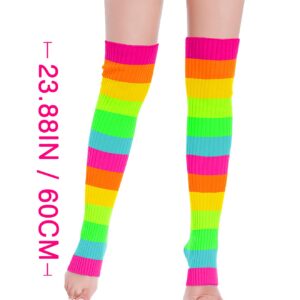 v28 Women 80s Party Warm Costume Marathon Knit Long Socks Leg Warmers（T60-color 1）