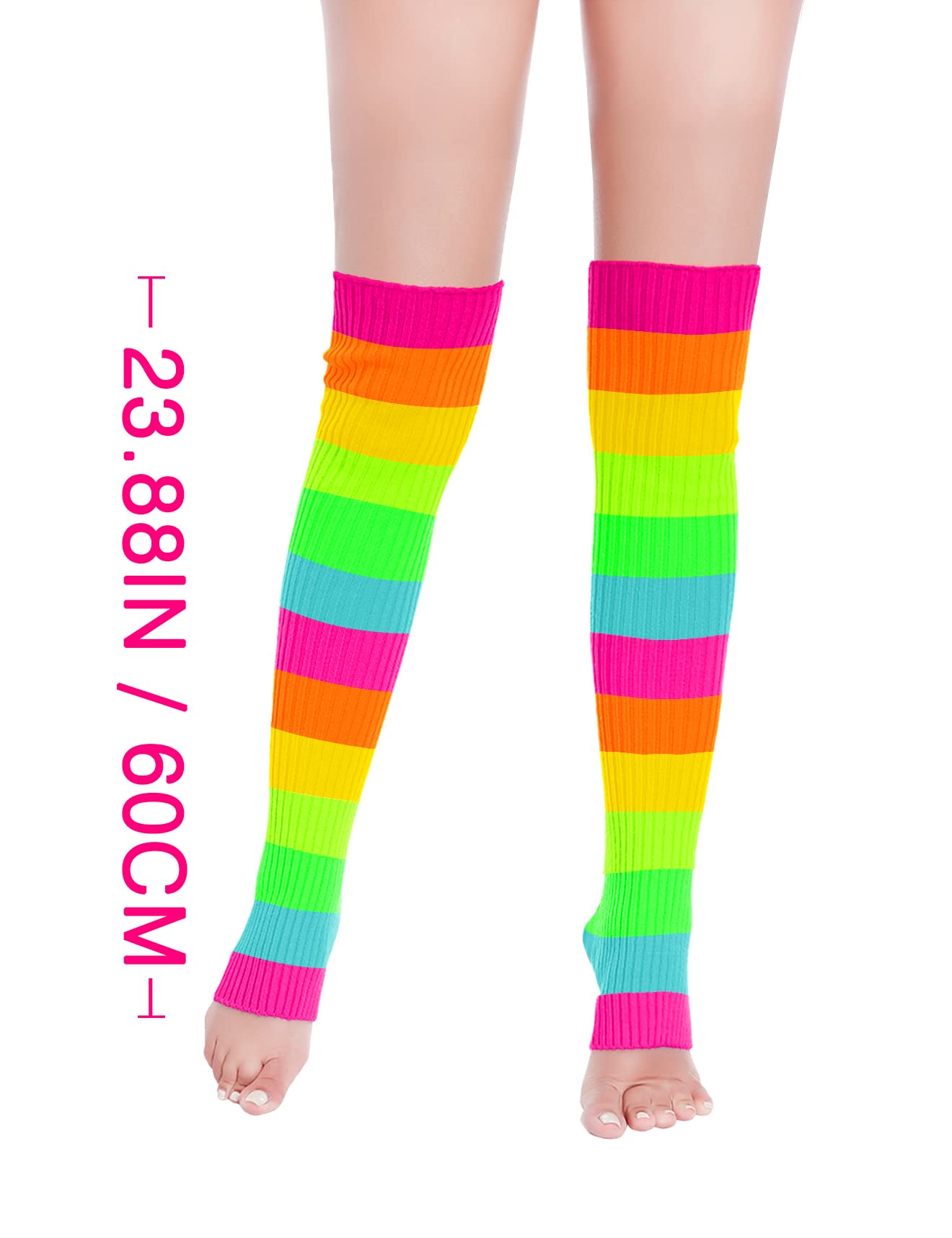 v28 Women 80s Party Warm Costume Marathon Knit Long Socks Leg Warmers（T60-color 1）