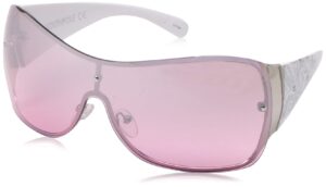 southpole womens 1024sp classic metal uv protective shield sunglasses for women trendy gifts women 170 mm, silver & pink, mm us