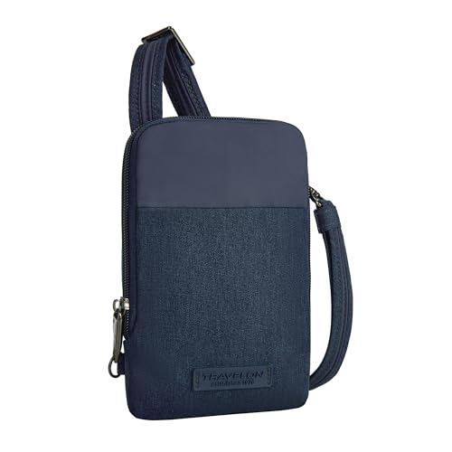 Travelon Anti-Theft Metro Stadium Mini Crossbody, Navy Heather