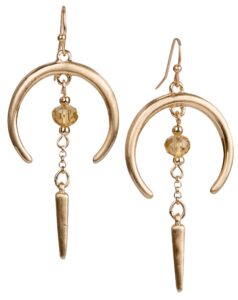 spunkysoul boho earrings crescent horn and faceted for women (gold)