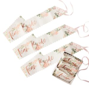 ginger ray floral bachelorette party rose gold foiled team bride sashes 6 pack