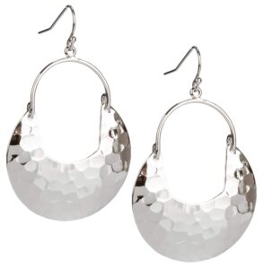 spunkysoul crescent hammered silver bucket earrings in gold or silver for women (silver)