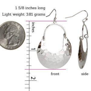 SPUNKYsoul Crescent Hammered Silver Bucket Earrings in Gold or Silver for Women (Silver)