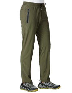 tbmpoy men's travel hiking pants lightweight athletic wind athletic pant windbreaker fishing active jogger green xl