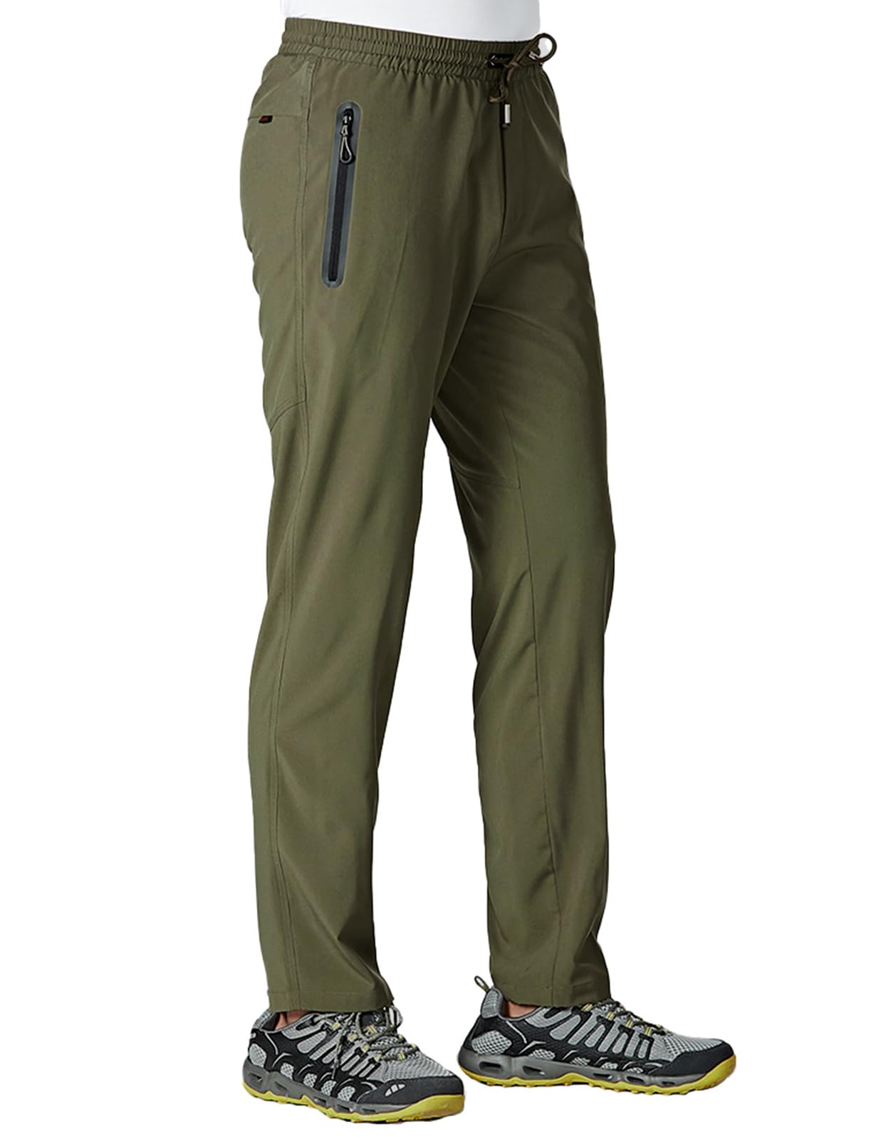 TBMPOY Men's Travel Hiking Pants Lightweight Athletic Wind Athletic Pant Windbreaker Fishing Active Jogger Green XL