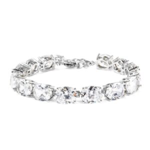 shop lc delivering joy cubic zirconia tennis bracelet white diamond simulated bracelets for women 8" ct 27.22 birthday gifts for women