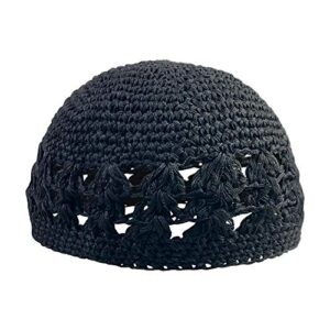 hijaz black one size extra large stretchable thick crochet weave hat knit kufi skull cap