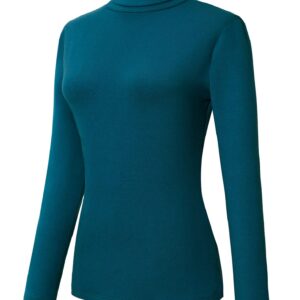 Urban CoCo Women's Turtleneck Slim Fitted Long Sleeve Sweatshirt Active Base Layer Tops Shirts (L, Indigo Blue)