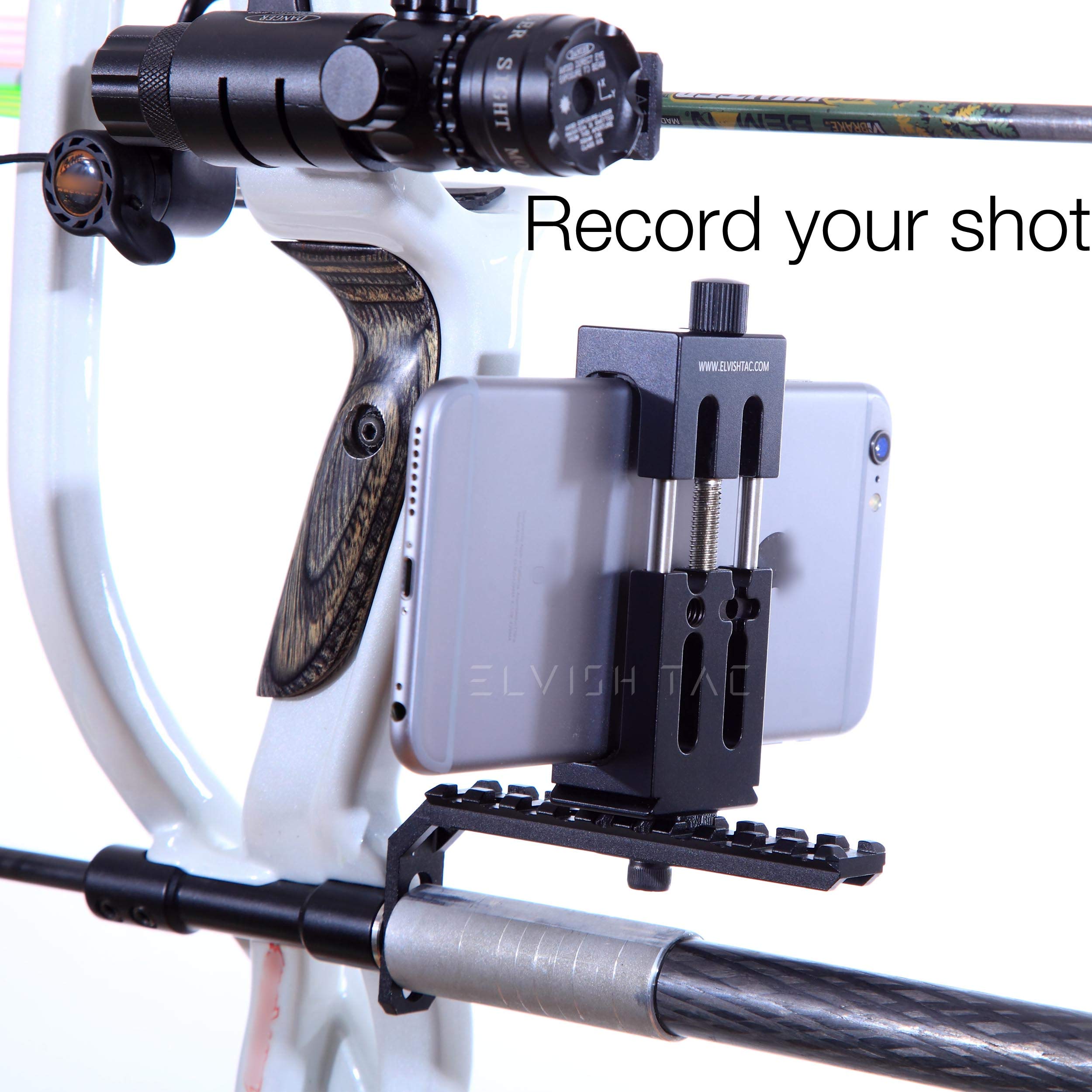 Smartphone Camera Bow Phone Mount for Compound Bow Record Bowhunt iPhone Samsung GoPro (Black)