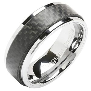 100s jewelry tungsten rings for men women wedding band carbon fiber ring overlaid sizes 8-16 (10)