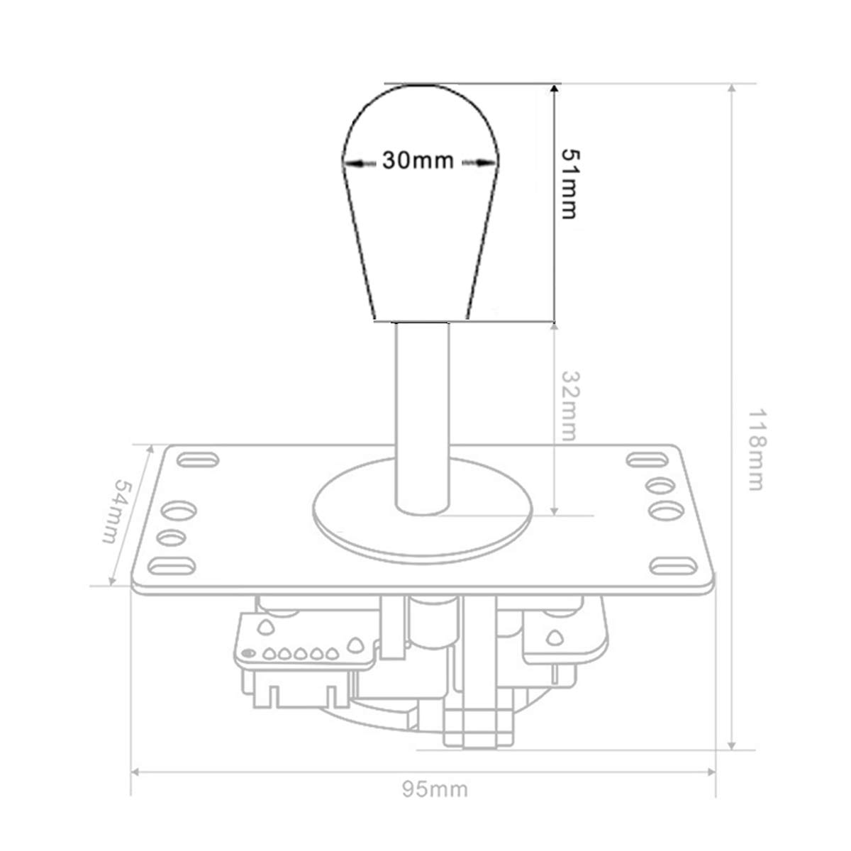 Avisiri 2X Arcade Joystick's Oval Balltop, Arcade Ellipse Topball Handle use for 2 Player Arcade Joystick DIY Kit Sanwa Joystick MAME Jamma Part (Red & Black)