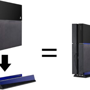 KlsyChry Stand with HUB & Blue Light for PS4, Blue Led Light Vertical Stand Base with 3 USB HUB Port for Sony Playstation 4 PS4 Console (Black)