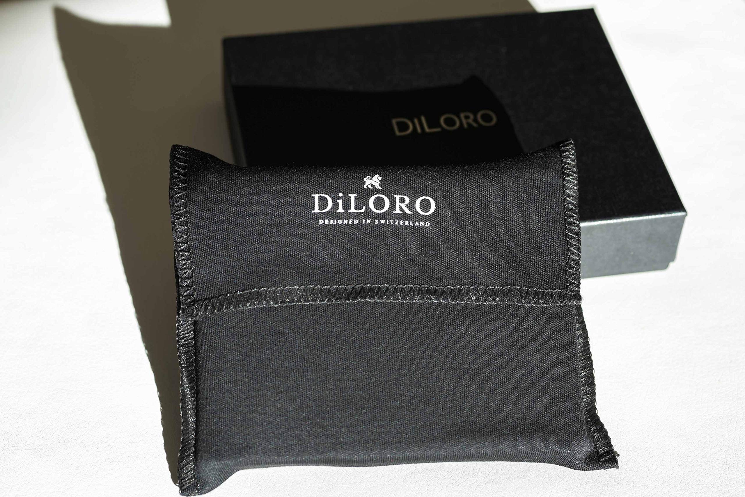 DiLoro Mens Buffalo Leather Wallet Bifold Flip ID Section Coin RFID Protection Full Grain Credit Card Holder Purse (Dark Hunter Brown)