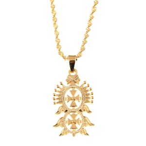 old ethiopian gold color cross pendant necklaces for women men ethiopian eritrea