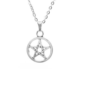 dalundreamli gothic pentacle necklace - handmade charm pendant for women - unique pagan jewelry with stainless steel chain - perfect wiccan gift