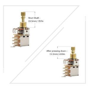 FLEOR 2pcs B500K Push Push Guitar Pots Short Copper Split Shaft Linear Taper Potentiometers