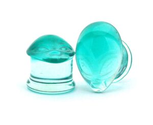 mystic metals body jewelry pair of green alien glass plugs (pg-509) - sold as a pair (0g (8mm))