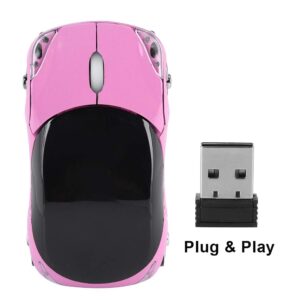 ASHATA 2.4G Car Mouse with USB Reciver 1600DPI Optical Mouse for PC Computer Laptop Tablet, High Cute Mouse for Win XP//Win7/ME/2000/for Mac OS ()