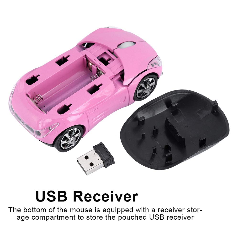 ASHATA 2.4G Car Mouse with USB Reciver 1600DPI Optical Mouse for PC Computer Laptop Tablet, High Cute Mouse for Win XP//Win7/ME/2000/for Mac OS ()