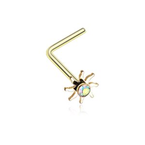 covet jewelry golden blazing sun sparkle l-shaped nose ring