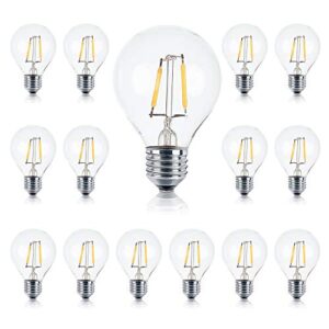 brightech ambience pro replacement led light bulbs, 1 watt led edison-inspired exposed filaments bulbs, g40/g45 energy efficient outdoor string lights bulbs - 15 pack