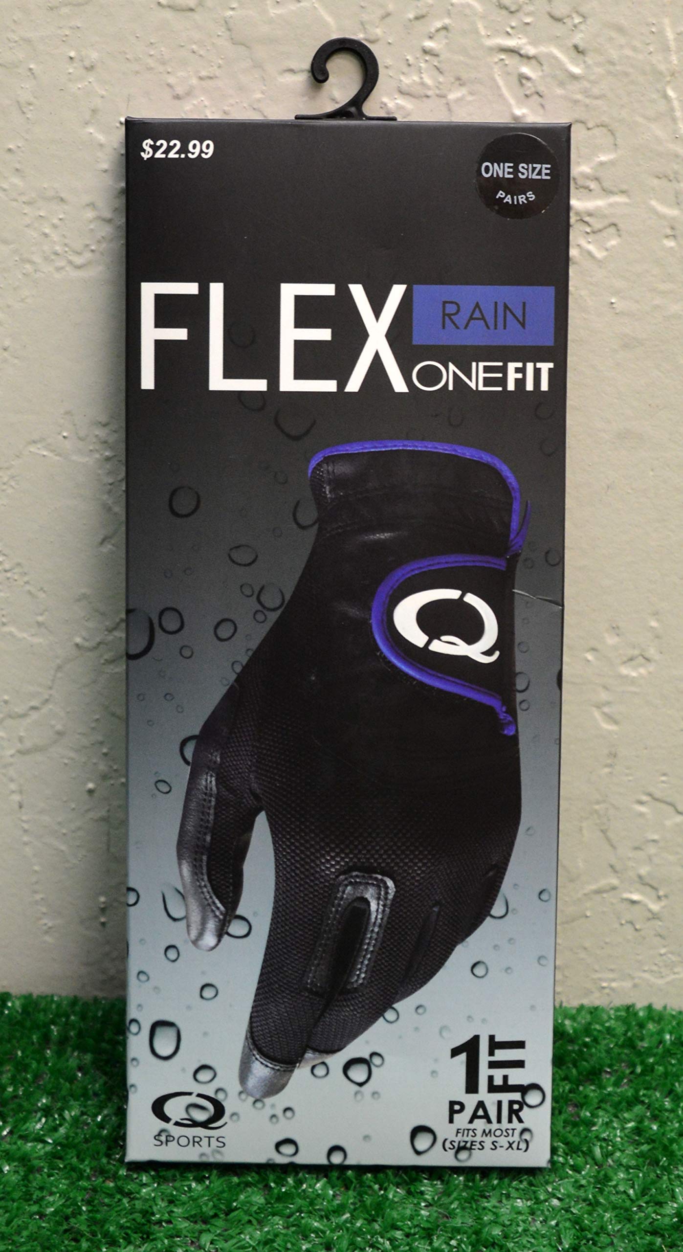 Q Sports Flex Rain One Size Golf Gloves - Black - 1 Pair