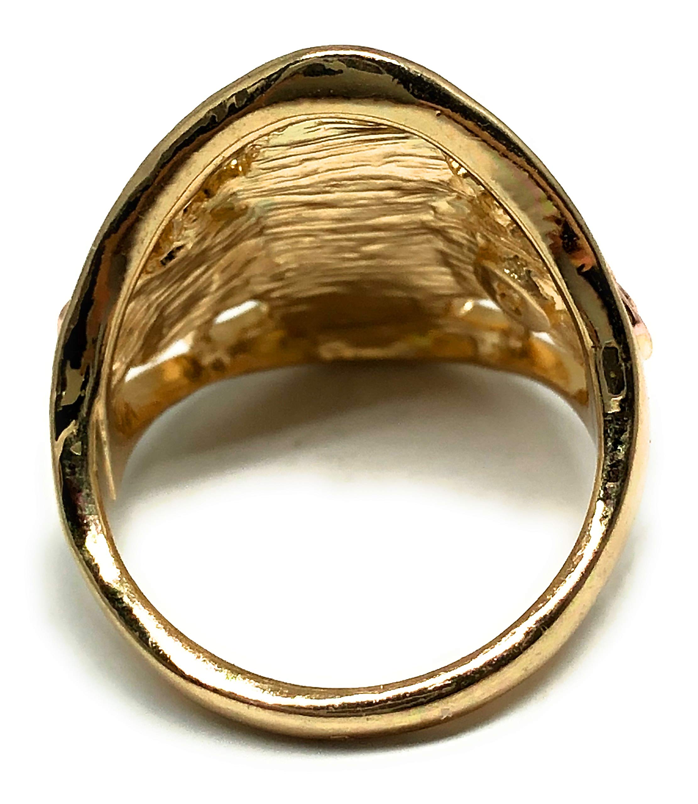 Fran & Co. Gold Plated Women's Tri-Color Virgin Mary Flower Ring Virgen de Guadalupe Anillo Flores (7)