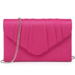 dasein womens evening bag velvety pleated envelope clutch handbag wedding party bridal purse (rose)