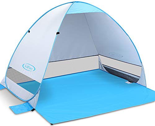 G4Free Large Pop up Beach Tent for 3-4 Person, UPF 50+ Automatic Sun Shelter Canopy Portable Outdoor Cabana Sun Umbrella