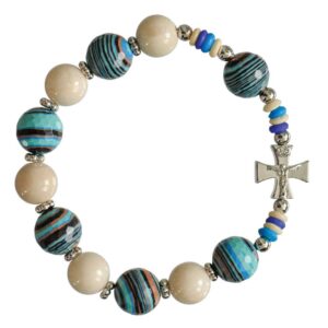 gemstone blue 10/12mm rosary bracelet