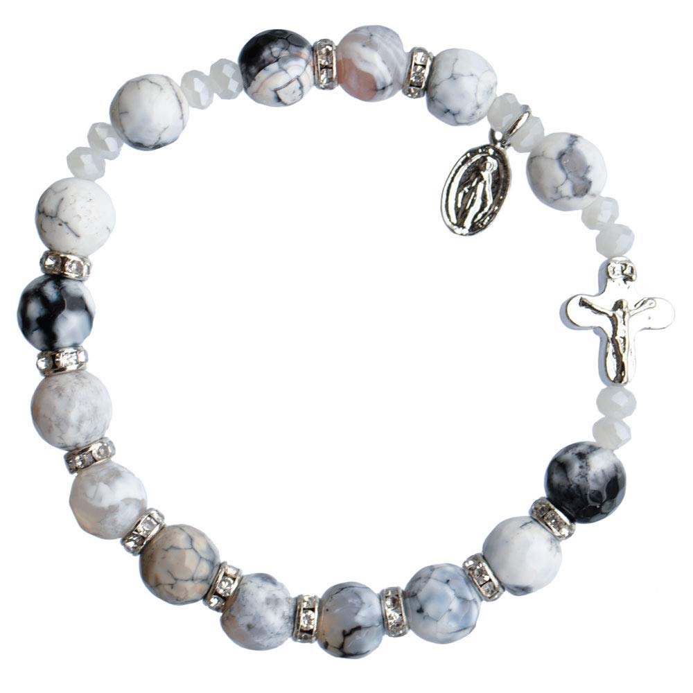 Howlite 8mm Rosary Bracelet