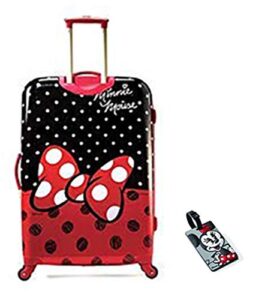 american tourister disney minnie mouse red bow hardside spinner 28 with matching id tag