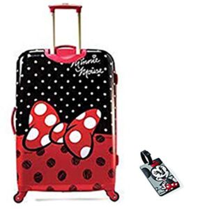 American Tourister Disney Minnie Mouse Red Bow Hardside Spinner 28 with Matching ID Tag