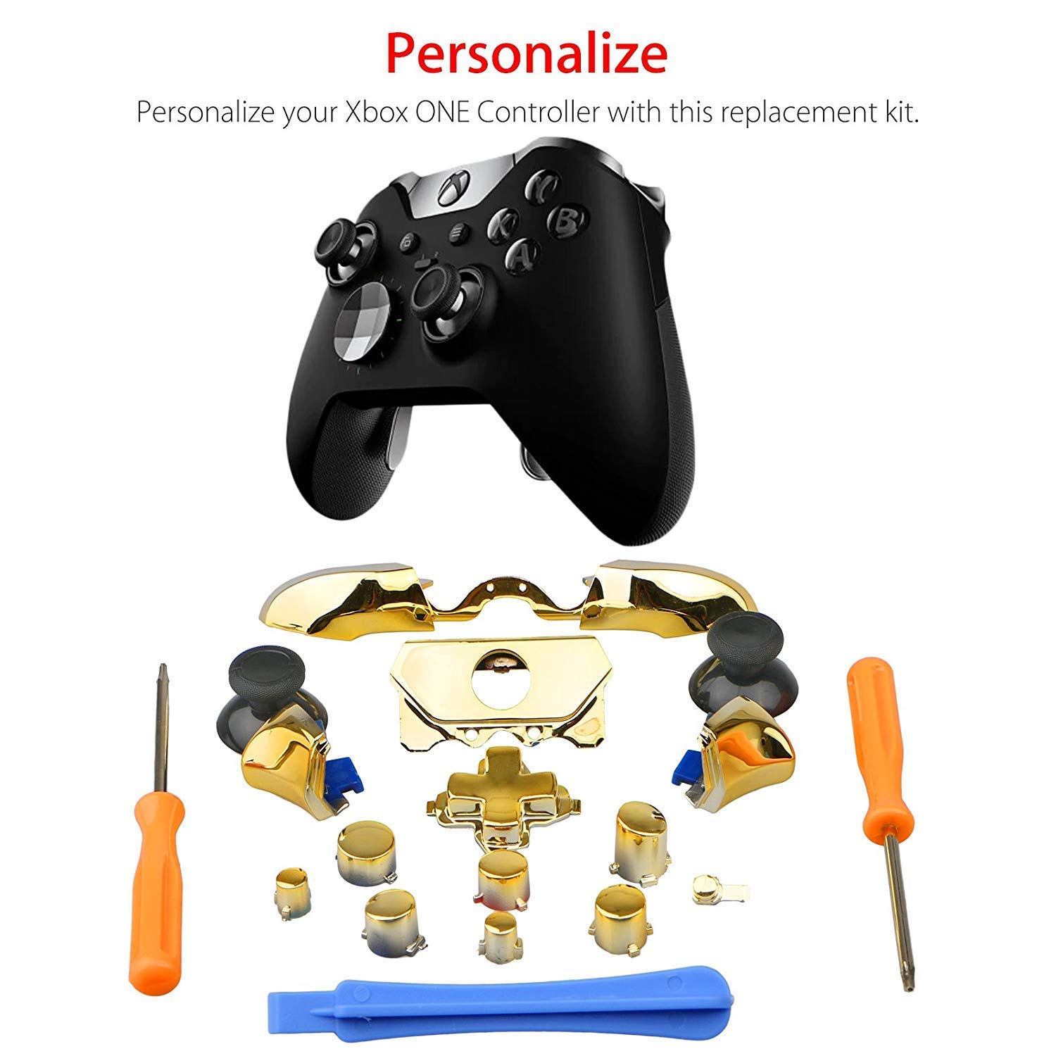 Replacement Parts Repair Full Set ABXY Dpad Triggers Buttons Kits Controller Mod L1 R1 L2 R2 for XboxOne Elite XboxOne Elite (Gold)