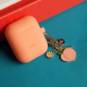 elago AirPods Keyring [PEACH] - Charm for AirPods, Handbag, Tote, Purse, Backpack, Bag, Car Key, Durable Keychain, Sturdy material, Cute Accessories for Women