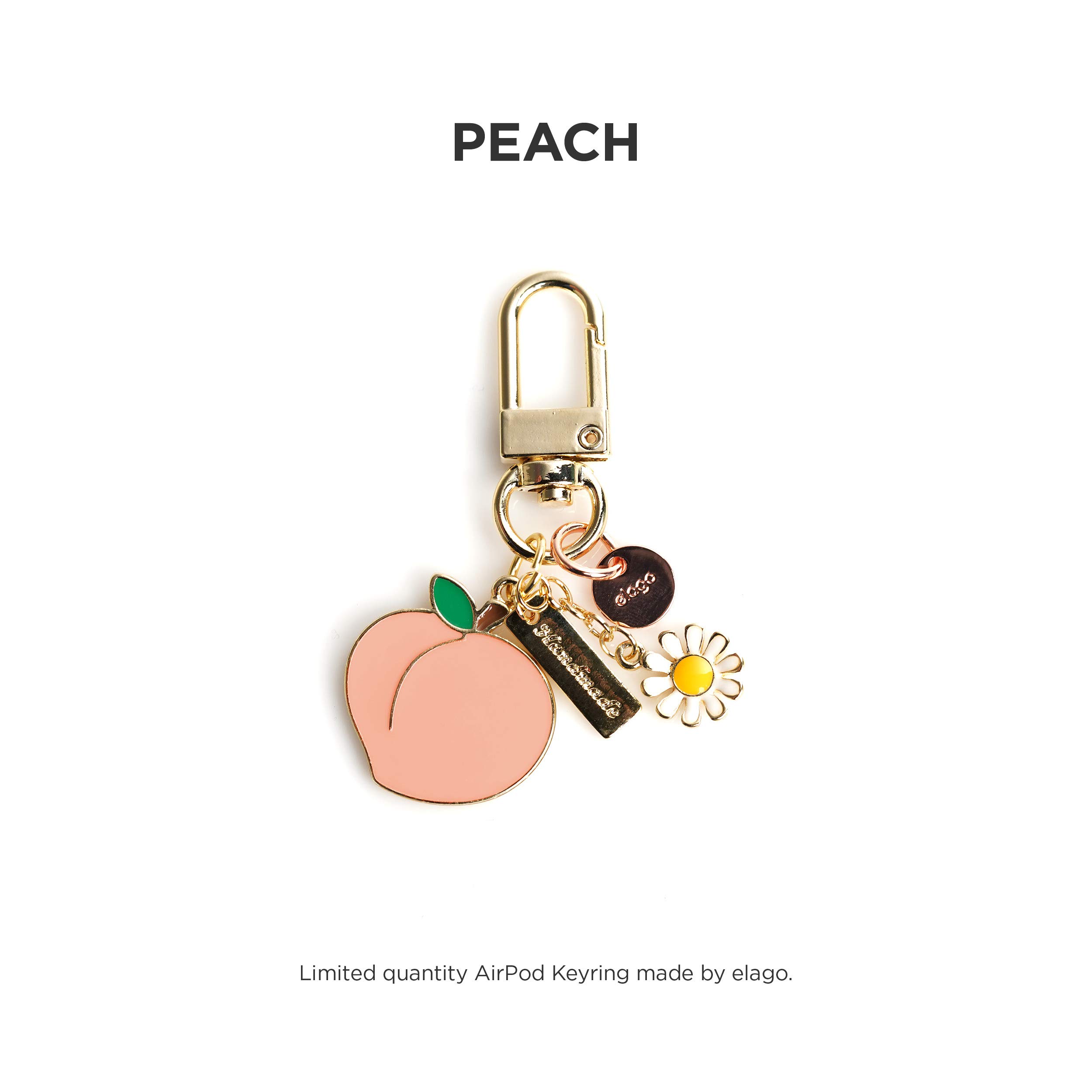 elago AirPods Keyring [PEACH] - Charm for AirPods, Handbag, Tote, Purse, Backpack, Bag, Car Key, Durable Keychain, Sturdy material, Cute Accessories for Women