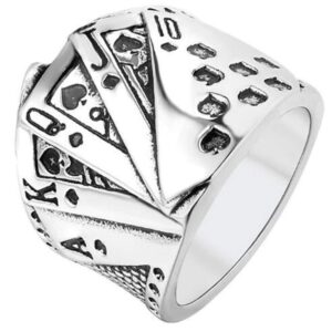 jude jewelers stainless steel poker games casino cocktail party biker spade ring (silver, 10)