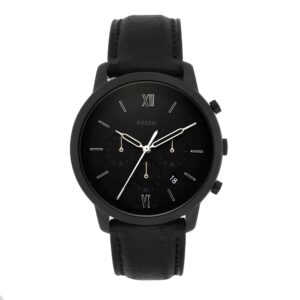 fossil men's neutra quartz stainless steel and leather chronograph watch, color: black (model: fs5503)