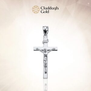 Claddagh Gold Sacred Symbolism: Embrace Faith Sterling Silver Cross Pendant - Large