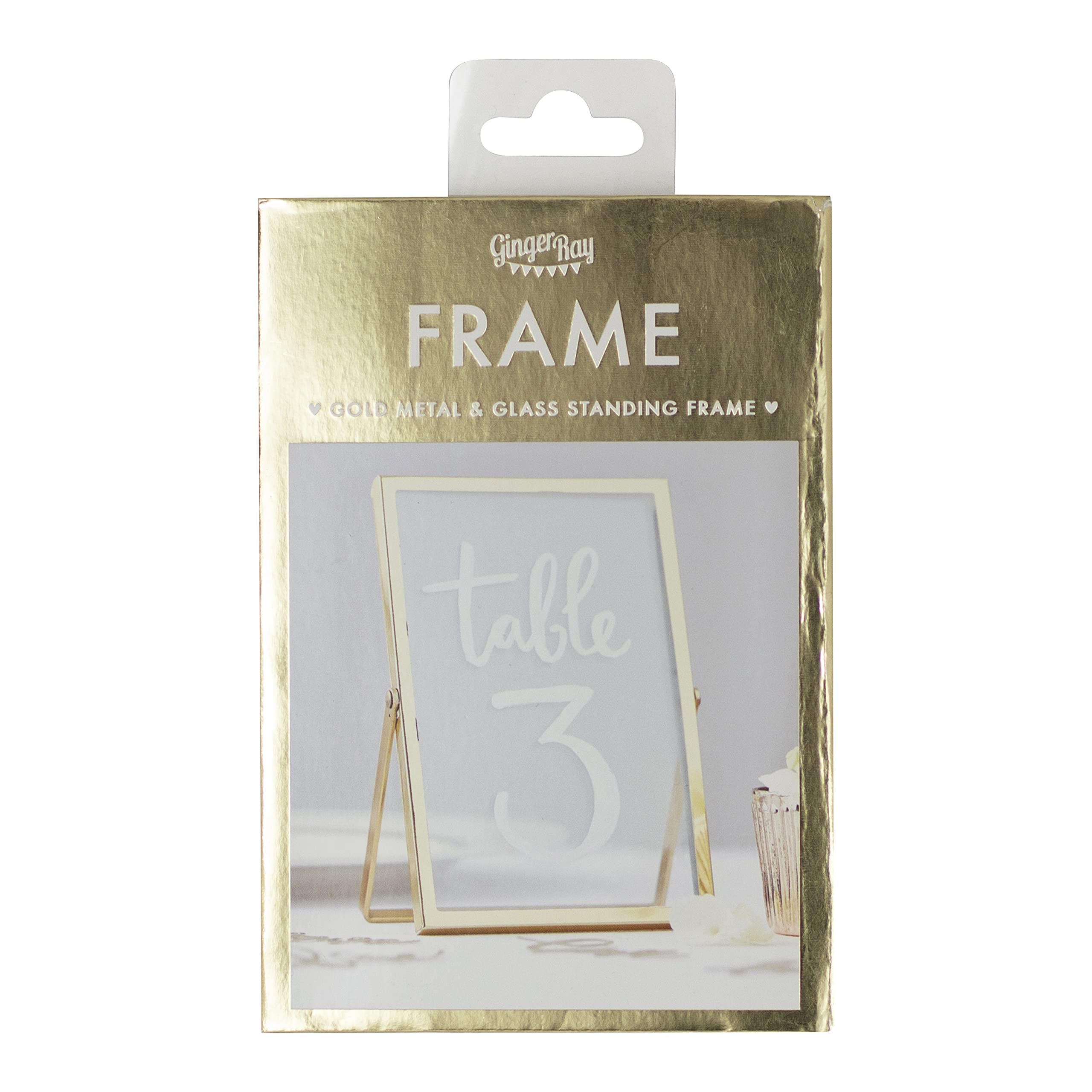 Ginger Ray Gold Free Standing Wedding Table Number Frame – 10cm x 15cm