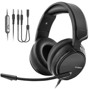 octto nubwo n12 gaming headset & xbox one headset & ps4 headset,3.5mm surround stereo gaming headphones with mic soft memory earmuffs for pc,laptop, ps3