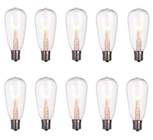 romasaty 10-pack edison light bulbs st40 clear replacement bulbs-7 watts 120 volts e17 screw base for outdoor indoor patio edison string lights-clear