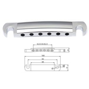 Metallor Tune-O-Matic Style Guitar Stop Bar Tailpiece for LP Les Paul SG Style Electric Guitar Parts Replacement Chrome.