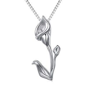 s925 sterling silver flower calla lily pendant necklace