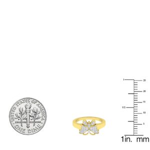 Dazzlingrock Collection 0.07 Carat (ctw) Round White Diamond Ladies Butterfly Right Hand Ring 1/20 CT, 10K Yellow Gold, Size 4.5