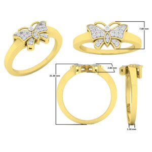 Dazzlingrock Collection 0.07 Carat (ctw) Round White Diamond Ladies Butterfly Right Hand Ring 1/20 CT, 10K Yellow Gold, Size 4.5