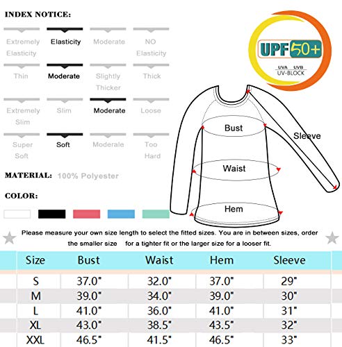 HISKYWIN Women's UPF 50+ Sun Protection Long Sleeve Shirts Outdoor Hiking Fishing Tops HF103- Blue-M